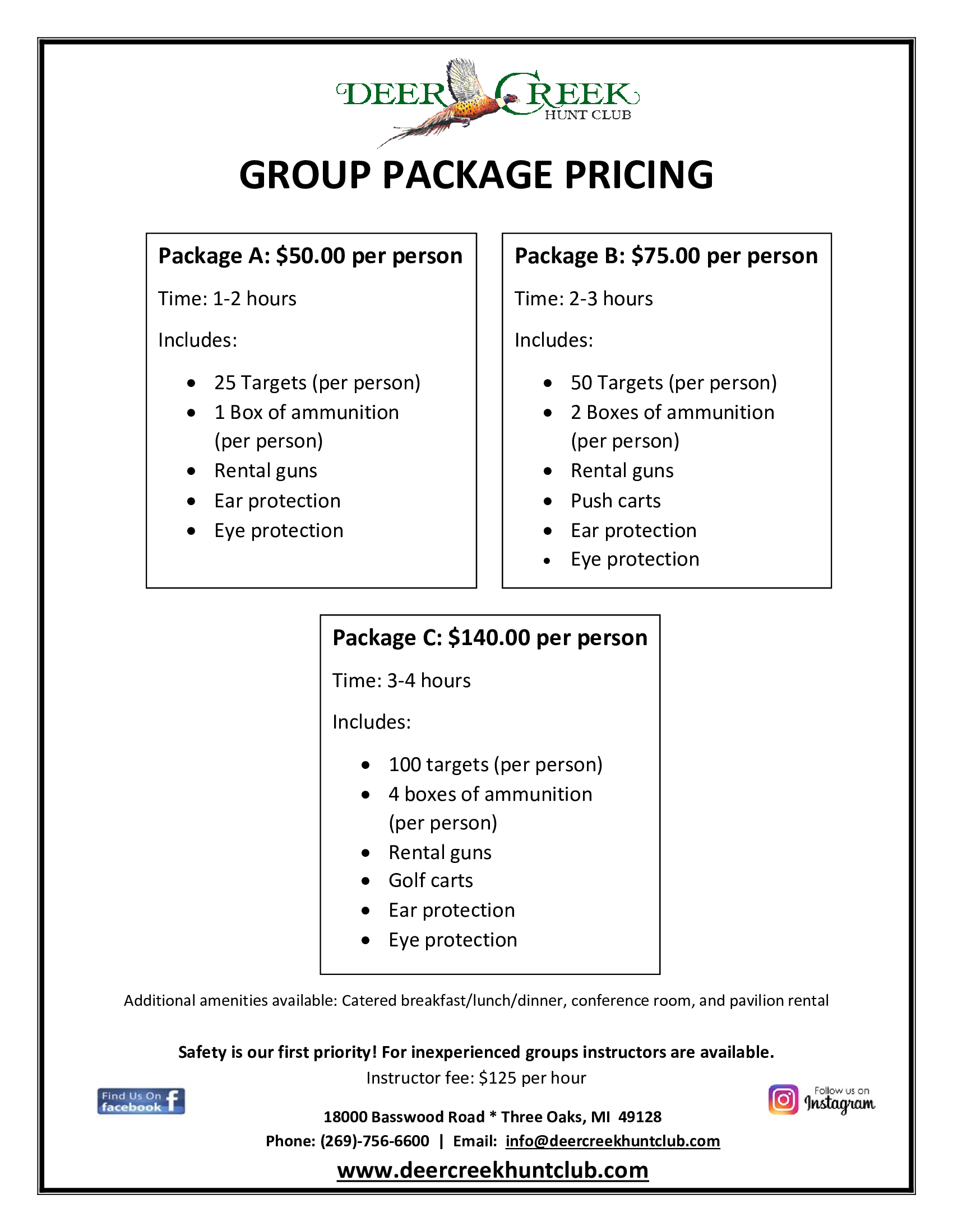 Deer Creek Hunt Club Membership pricing and options